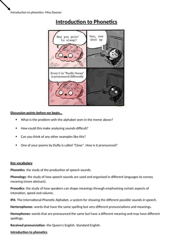 AQA A Level English Language and Literature: Phonetics & IPA for Paris ...