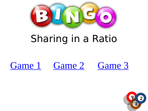 BINGO: Sharing in a ratio | Teaching Resources