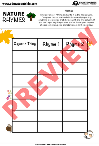 Nature Rhymes & Poetry Outdoor Activity | Teaching Resources