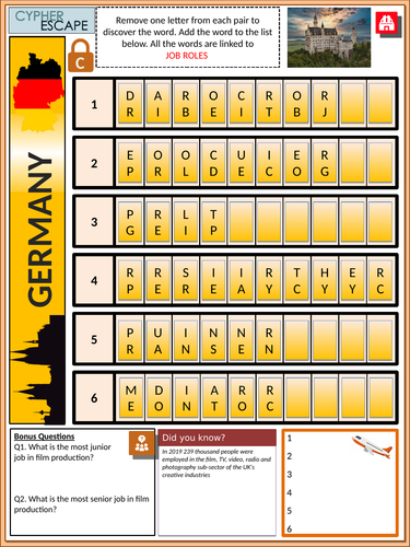 Careers in Film - Escape Room | Teaching Resources