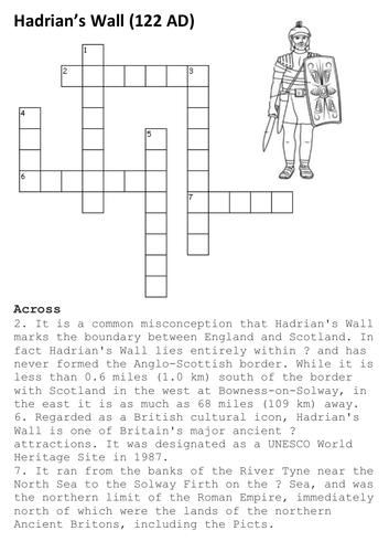 Hadrian's Wall Crossword | Teaching Resources