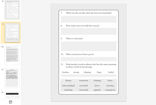 Grace Darling: Digital Reading Comprehension Activity (6-9 years ...