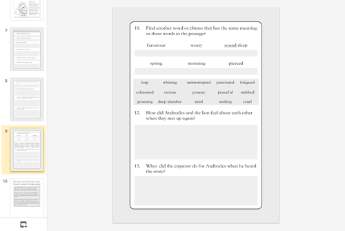 Androcles & The Lion: Digital Reading Comprehension Activity (6-9 years ...
