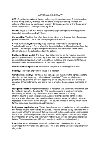 IB Psychology HL Paper 2 Glossary + Summary (Relationships + Abnormal ...