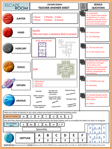 Space Escape Room - Physics Science | Teaching Resources