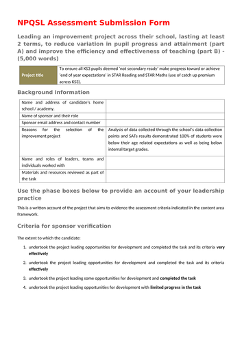 NPQSL Write Up Exemplar 5000 Word Senior Leader Qualification ...