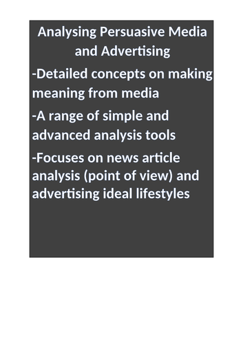 Visual Literacy: Analysing and creating persuasive media and ...