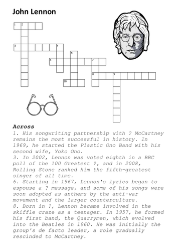 John Lennon Crossword | Teaching Resources