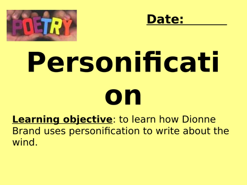 Personification Year 7-8 poetry lesson | Teaching Resources