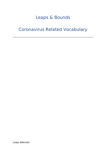 Coronavirus Related Vocabulary | Teaching Resources