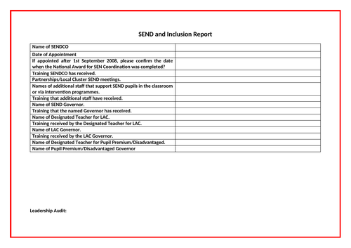 SEND Audit, Case Study and Report | Teaching Resources