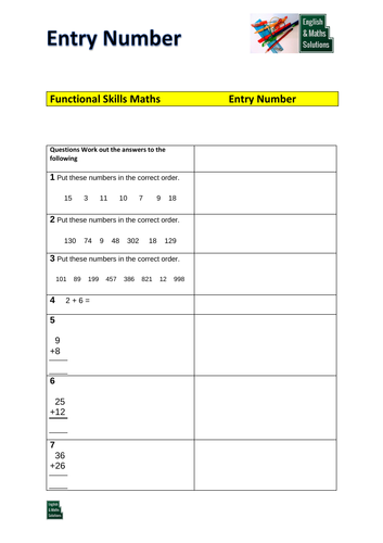 Functional Skills Maths Diagnostic Assessment Entry Levels1-3 Revised ...