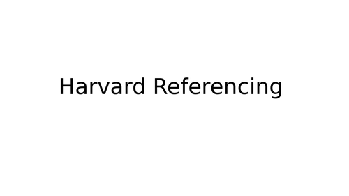 Harvard Referencing | Teaching Resources