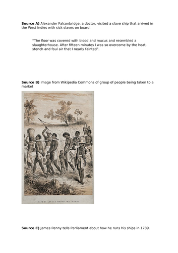 History Cover Lesson - The Slave Trade | Teaching Resources