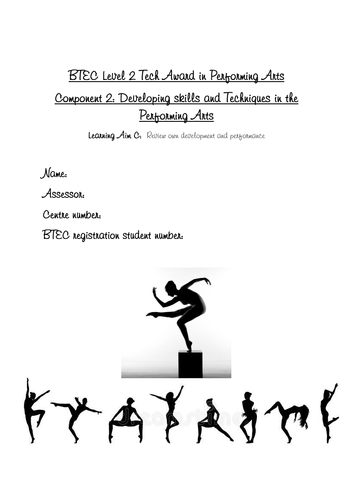 BTEC Component 2 Dance Student Assessment Booklet | Teaching Resources