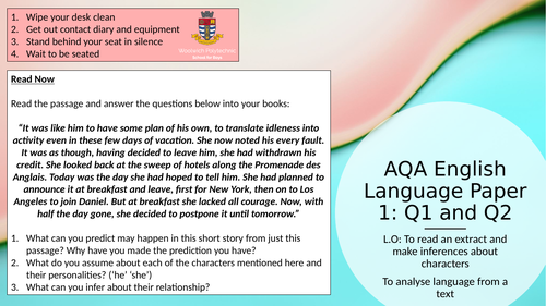 AQA English Language Paper 1 - Section A and B Walkthrough | Teaching ...