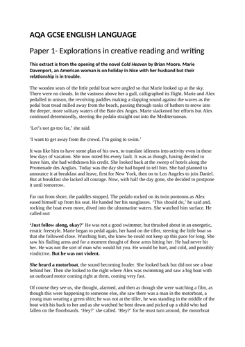 AQA English Language Paper 1 - Section A and B Walkthrough | Teaching ...