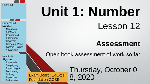 Edexcel GCSE Foundation Unit 1 - Number | Teaching Resources