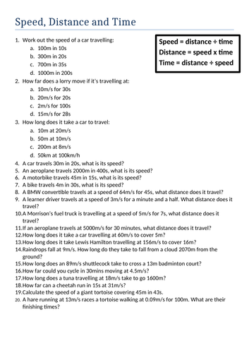 Speed | Teaching Resources