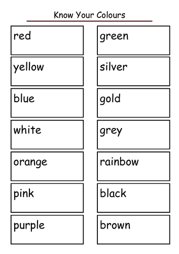 Know Your Colours Word and Picture Cards | Teaching Resources