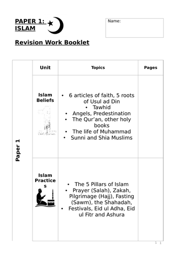 AQA GCSE RS Islam Revision Booklet | Teaching Resources AQA GCSE RS Islam Revision Booklet | Teaching Resources