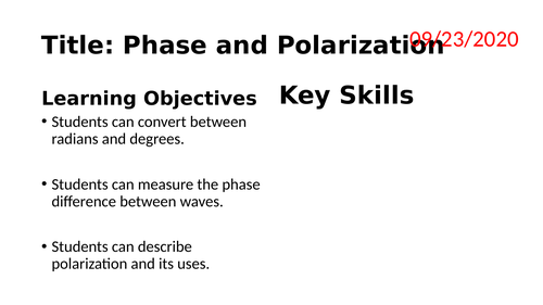 Phase and Polarization - AS Topic | Teaching Resources