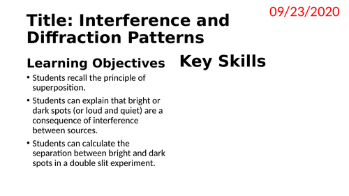 Interference and Diffraction Patterns | Teaching Resources