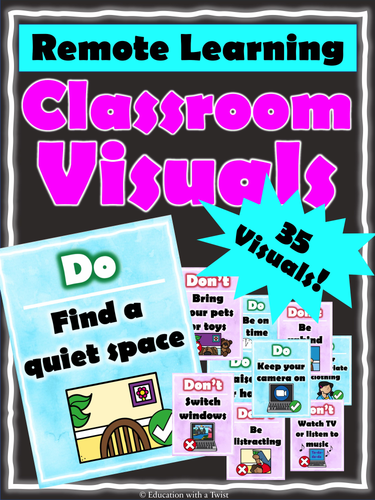 Online Remote Learning Classroom Rules Visuals Distance Learning ...