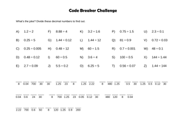 Dividing decimals codebreaker | Teaching Resources