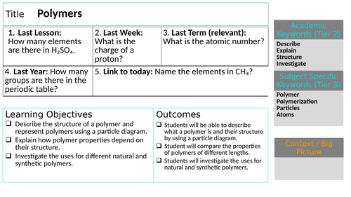 KS3 Polymers | Teaching Resources