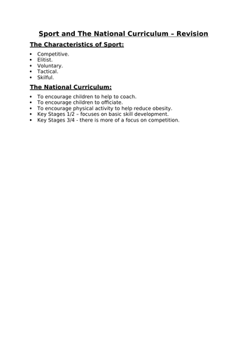 AQA A Level PE Revision Notes - New Spec | Teaching Resources