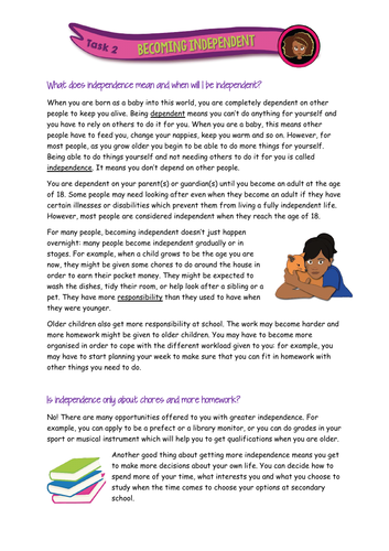 Independence + Responsibility PSHE | Teaching Resources