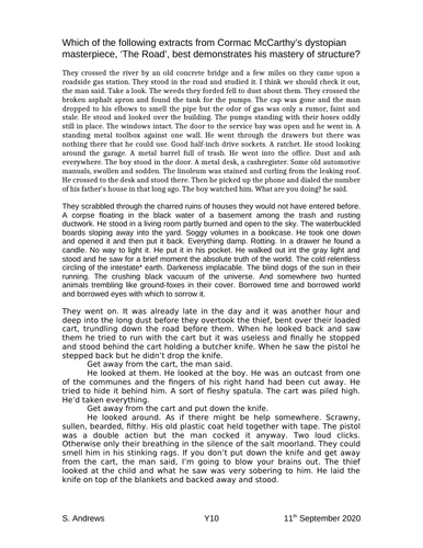 The Road Cormac McCarthy | Teaching Resources