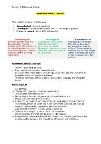 Normative Ethical Theories | Teaching Resources