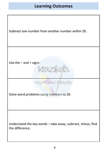 Functional Skills Maths - Entry Level 1 - Subtraction | Teaching Resources