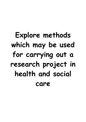 Carrying out a research project in health & social care | Teaching ...