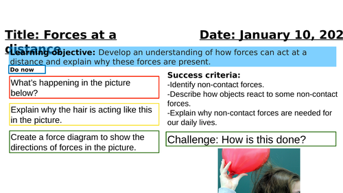 Forces at a Distance gravity and electrostatic | Teaching Resources