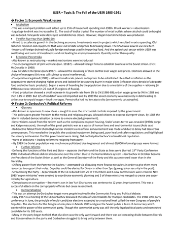 Edexcel A-Level History Paper 1 - USSR - Topic 5 | Teaching Resources