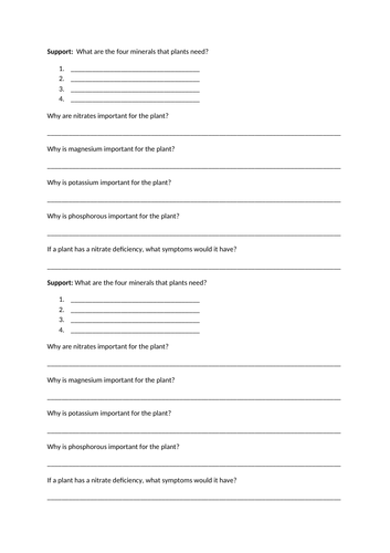 Plant Minerals KS3 Activate Science | Teaching Resources