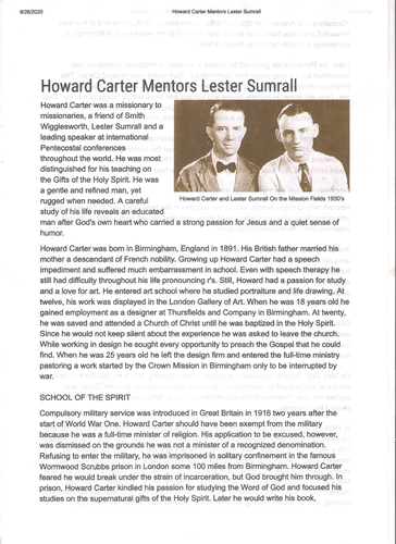 Howard Carter (1891-1971) Pentecostal Pioneer | Teaching Resources