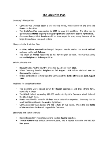 The Schlieffen Plan | Teaching Resources