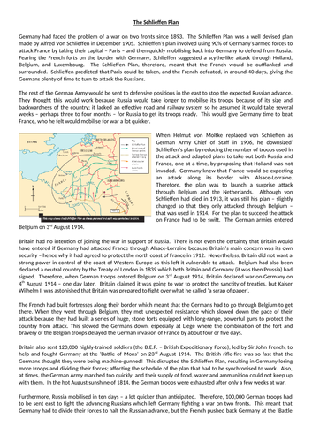 The Schlieffen Plan | Teaching Resources