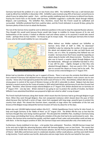 The Schlieffen Plan | Teaching Resources