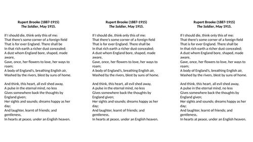 Poetry during the First World War | Teaching Resources