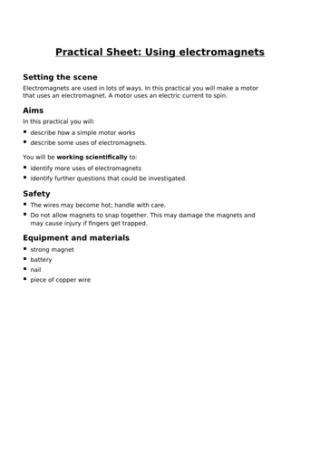 Using Electromagnets Ks3 Activate Science Teaching Resources