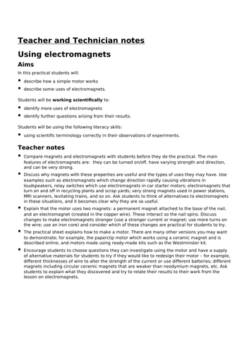 Using Electromagnets Ks3 Activate Science Teaching Resources