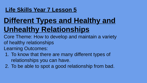 Year 7 Life Skills Lessons | Teaching Resources