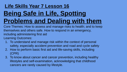 Year 7 Life Skills Lessons | Teaching Resources