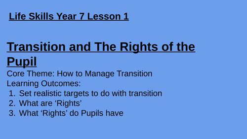 Year 7 Life Skills Lessons | Teaching Resources