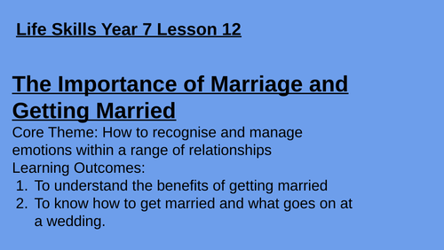 Year 7 Life Skills Lessons | Teaching Resources